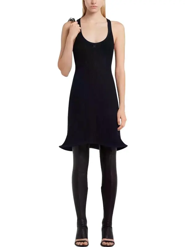 COURREGES Embroidered Logo Mini Dress - Blue