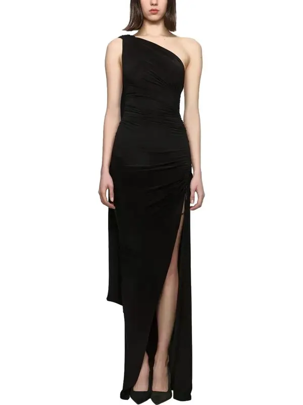 ATU BODY COUTURE Asymmetric Ruched Maxi Dress - Black