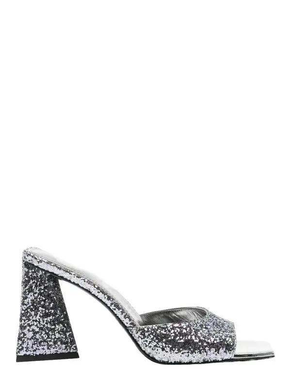 Attico 85mm Mini Devon Glitter Sandals - Silver