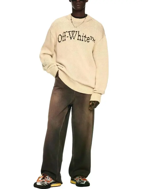 Off-White Overdyed Wide Leg Jeans - Brown