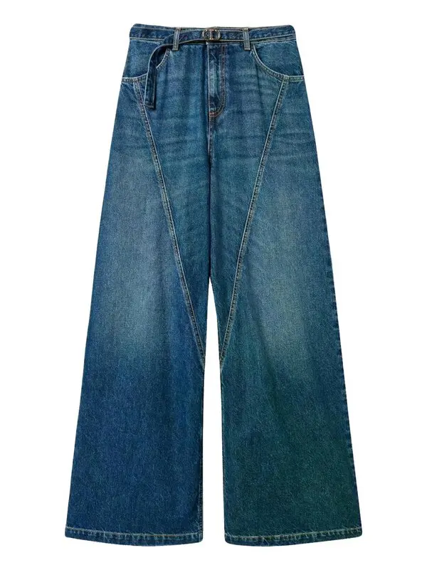 TWINSET Wide-leg Belted Jeans - Blue