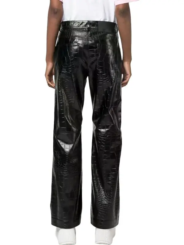 MSGM Embossed-crocodile Straight-leg Trousers - Black