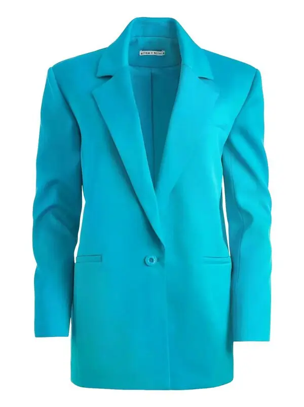 Alice + Olivia Shan Padded-shoulder Rolled-sleeve Blazer - Blue