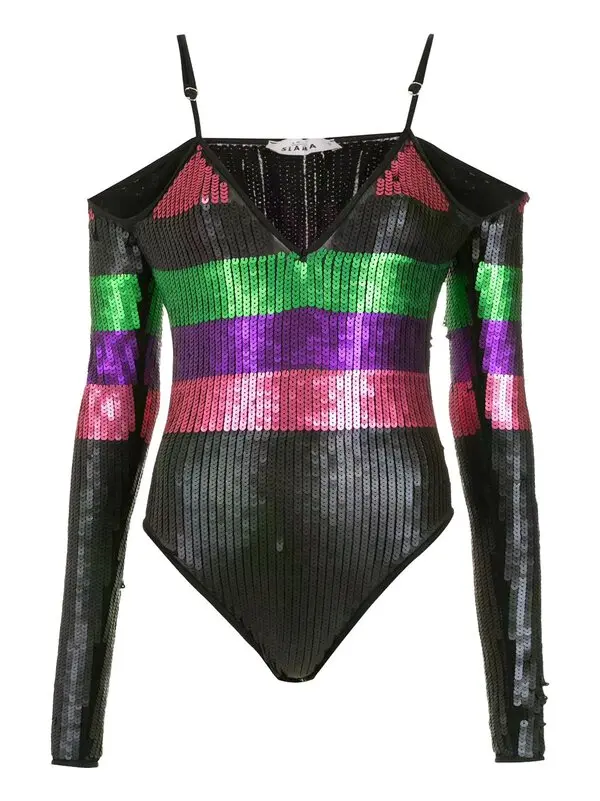 AMIR SLAMA Sequin Cut-out One-piece Swimsuit - Multicolour