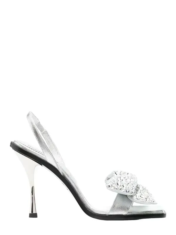 Dsquared2 Bow Embellished Square-toe Heeled Sandals - Silver