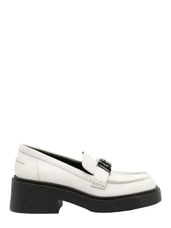 Furla Leather Loafers With Silver-tone Logo Plaque - Neutrals