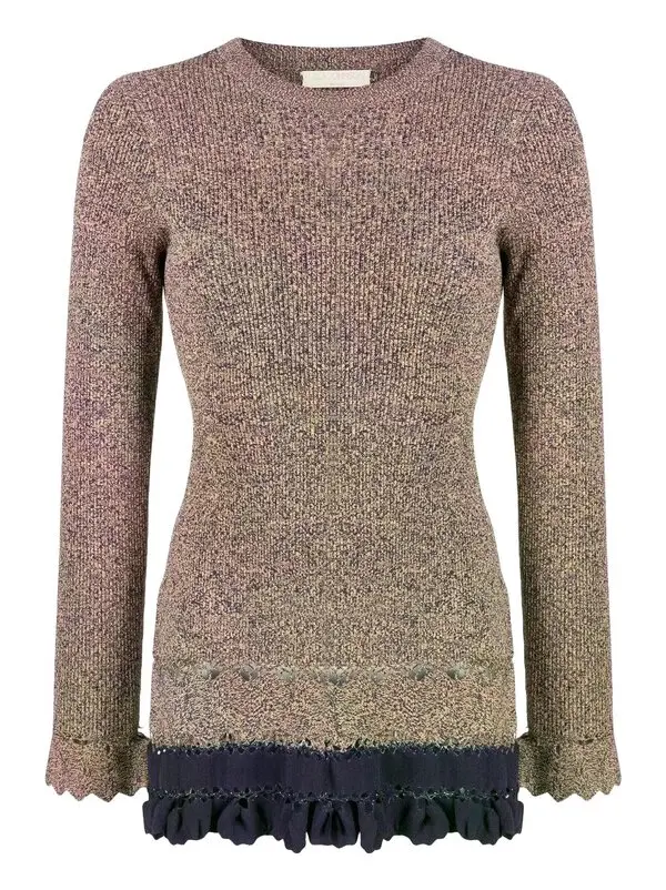 Ulla Johnson Ribbed Jumper With Ruffle Trim - Multicolour