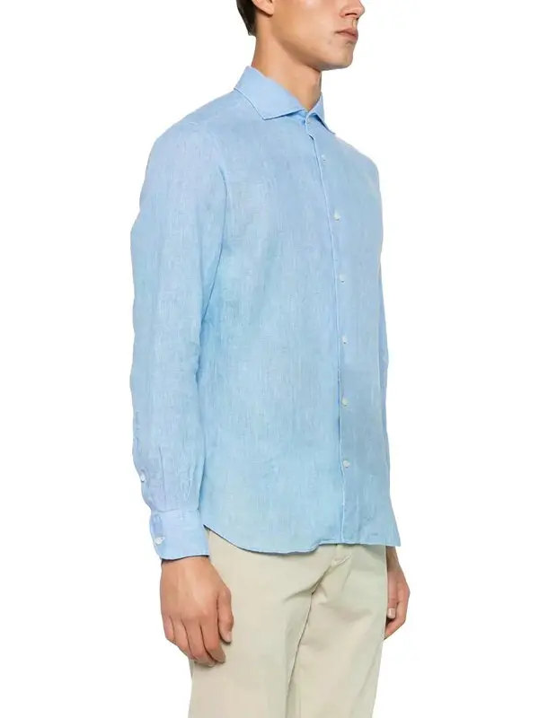Boggi Milano Long-sleeve Linen Shirt - Blue