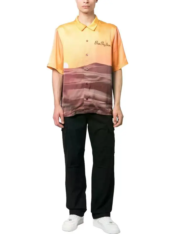 BLUE SKY INN Landscape-print Short-sleeve Shirt - Orange