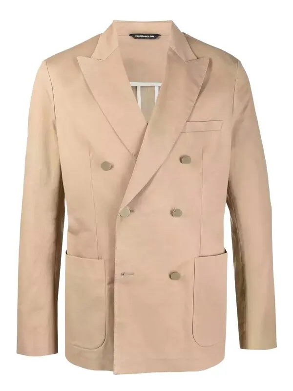 TONELLO Double-breasted Fitted Blazer - Neutrals