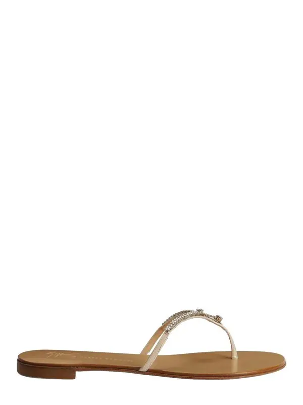 GIUSEPPE ZANOTTI Embellished Leather Thong Sandals - Neutrals