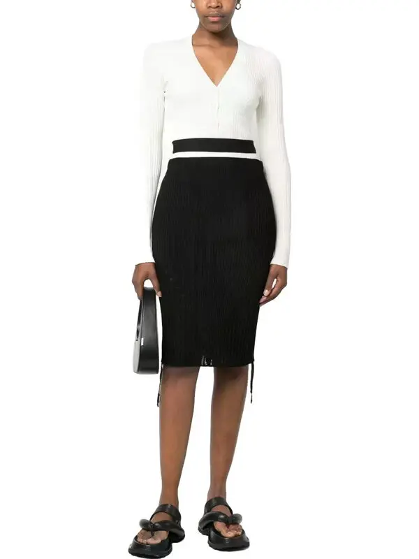 ANDREĀDAMO Ribbed-knit Pencil Skirt - Black