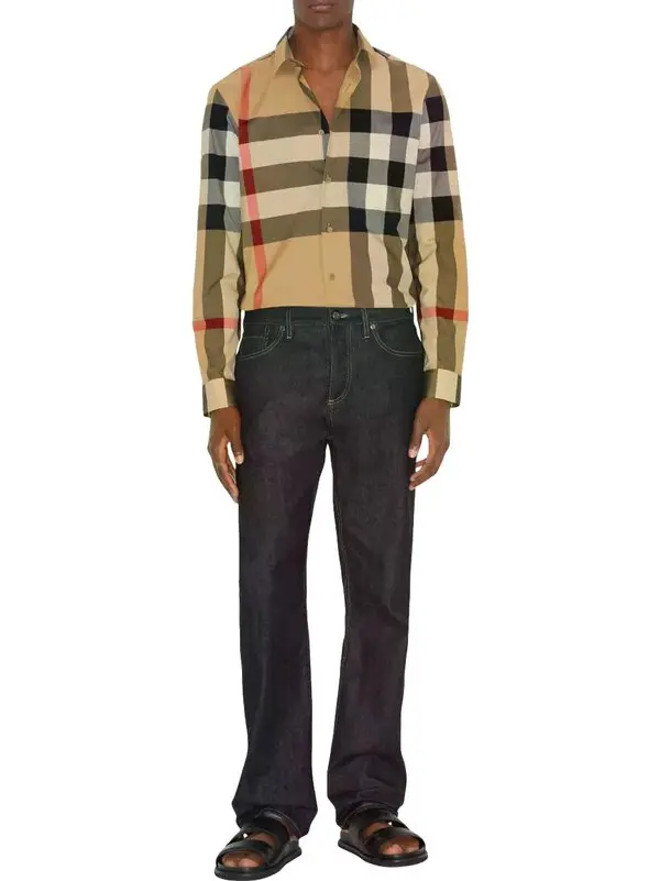 Burberry Slim Fit Check Cotton Shirt - Neutrals