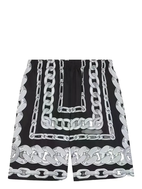Versace Medusa Chains Silk Shorts - Black