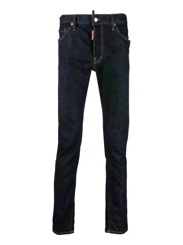 Dsquared2 Cotton Blend Slim-fit Jeans With Logo Detailing - Blue