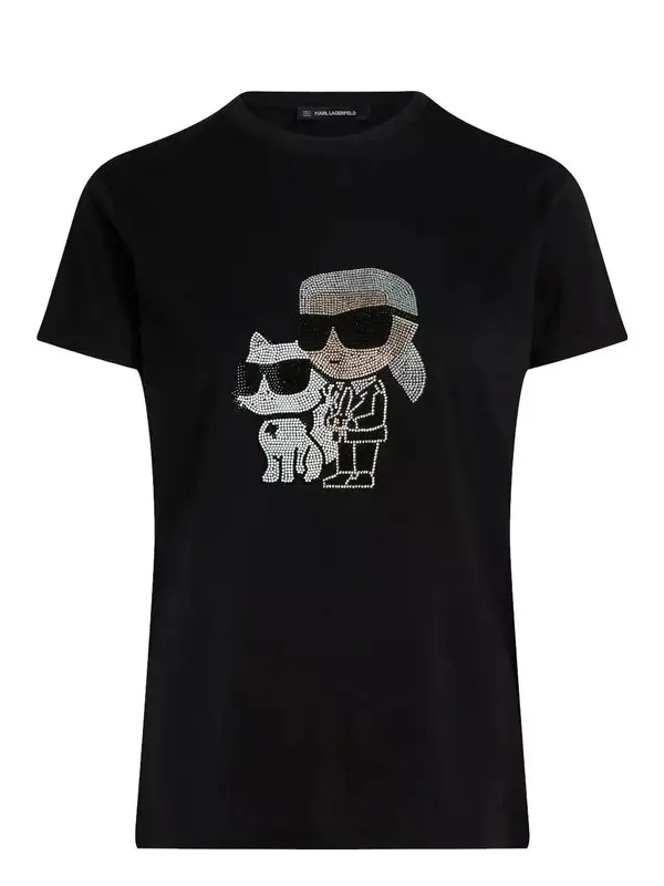 Karl Lagerfeld Ikon Choupette Embellished T-shirt - Black