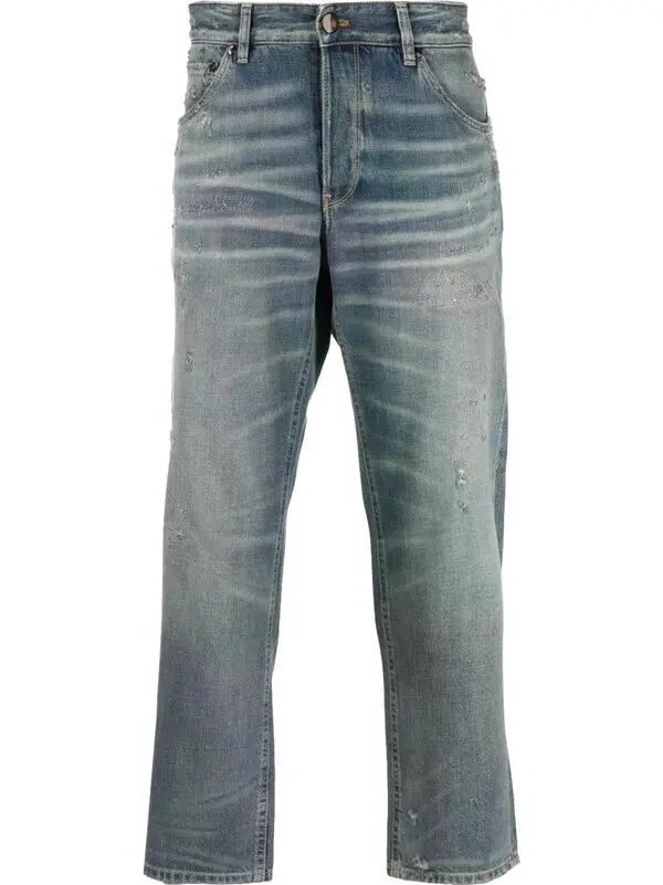 PT TORINO Whiskering-effect Straight-leg Jeans - Blue