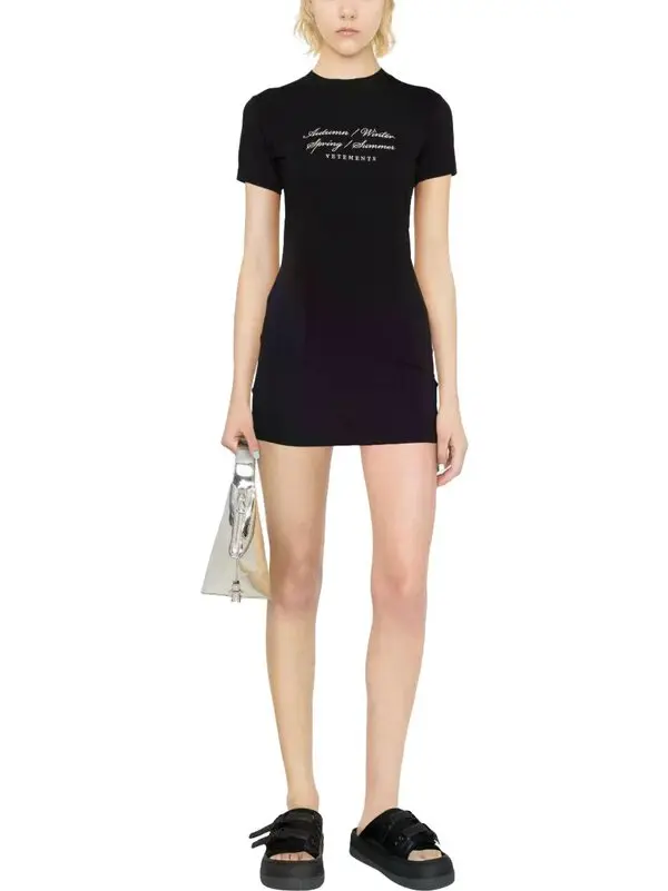 Vetements Graphic-print T-shirt Minidress - Black