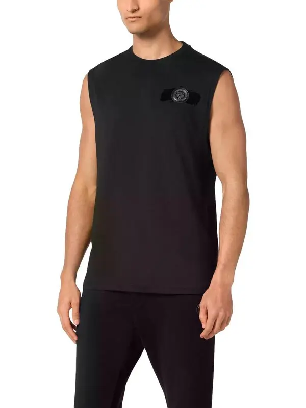 PLEIN SPORT Round-neck Sleeveless T-shirt - Black