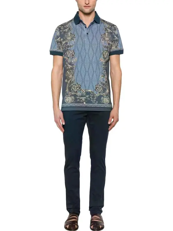 Etro Paisley-print Polo Shirt - Blue