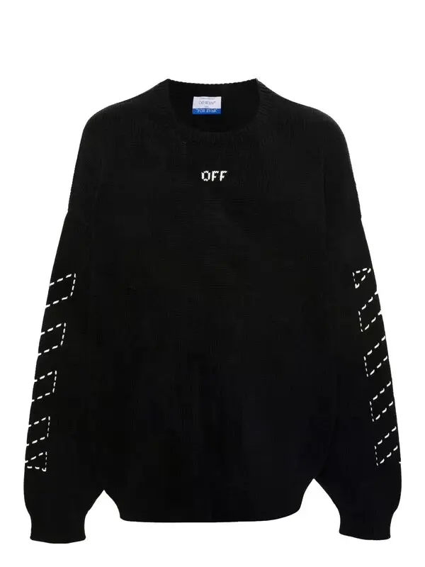 Off-White Diag-stripe Embroidered Jumper - Black