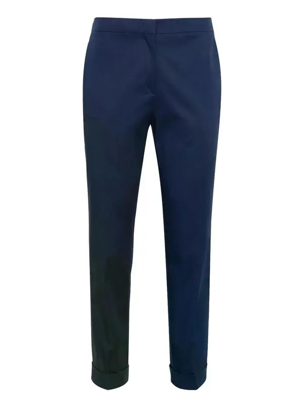 Etro Cropped Stretch-cotton Trousers - Blue