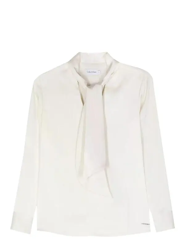 Calvin Klein Satin Pussy-bow Blouse - Neutrals