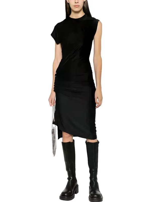 Rabanne Asymmetric Draped Midi Dress - Black