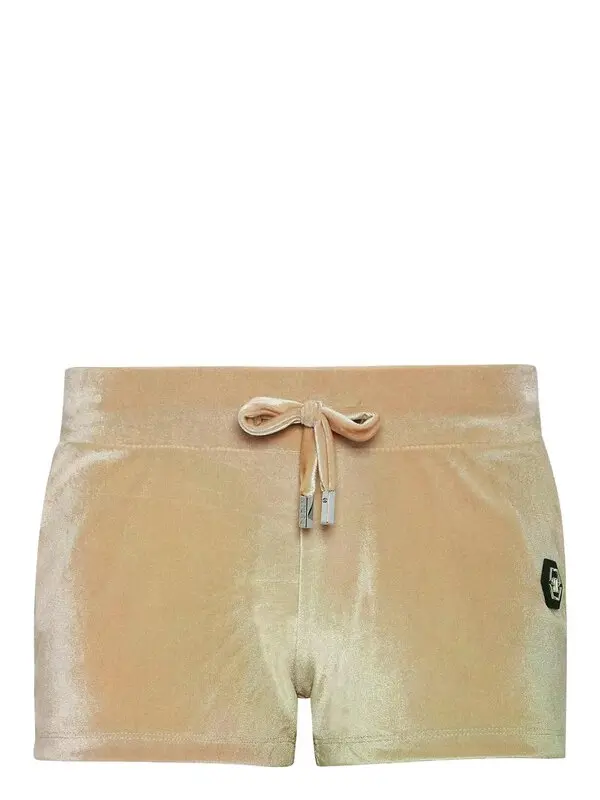 Philipp Plein Rhinestone Embellished Velvet Drawstring Shorts - Neutrals