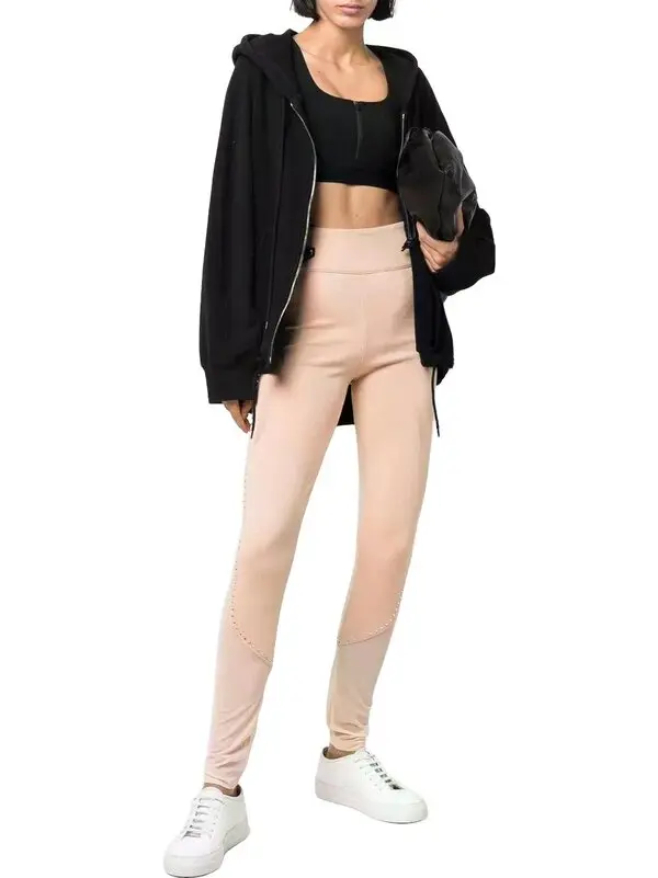 Philipp Plein Stud-detail Sheer-paneling Leggings - Neutrals