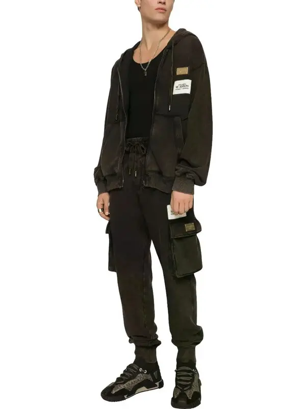 Dolce & Gabbana Logo Patch Tapered Cargo Trousers - Black