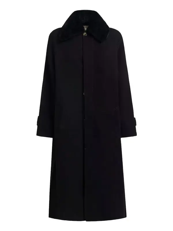 Marni Single-breasted Shearling Collar Coat - Black
