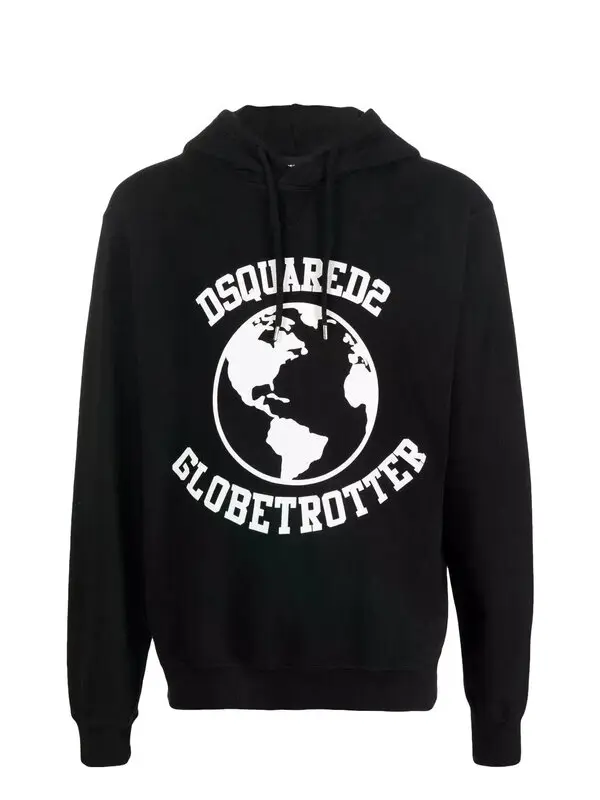 Dsquared2 Globetrotter Logo Hoodie - Black