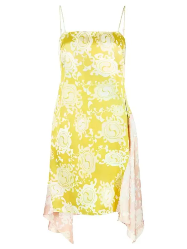 Dsquared2 Floral Print Draped Dress - Yellow