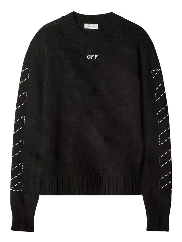 Off-White Arrows-embroidery Crew-neck Jumper - Black