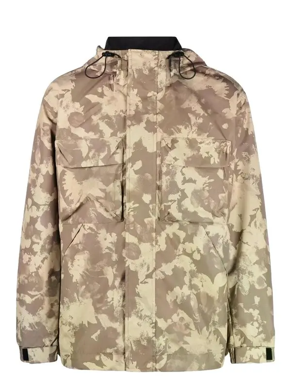 Calvin Klein Abstract Pattern Hooded Windbreaker Jacket - Neutrals