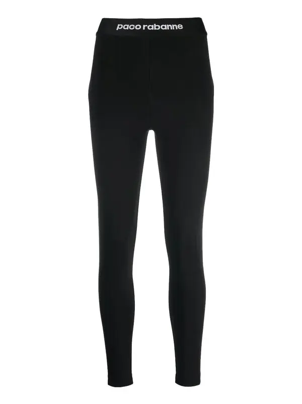 Rabanne Logo-waistband High-waisted Leggings - Black