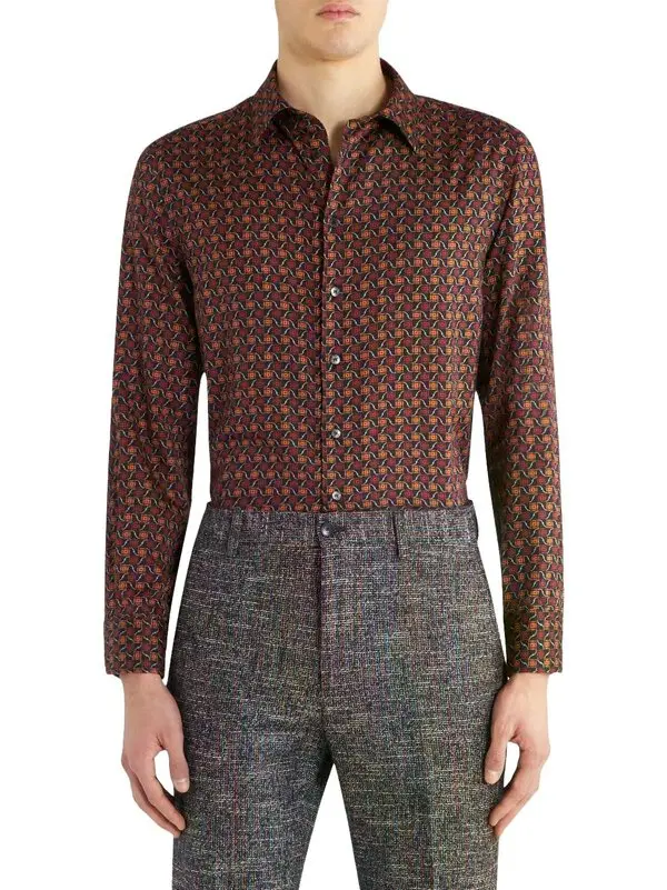 Etro Graphic-print Cotton Shirt - Red