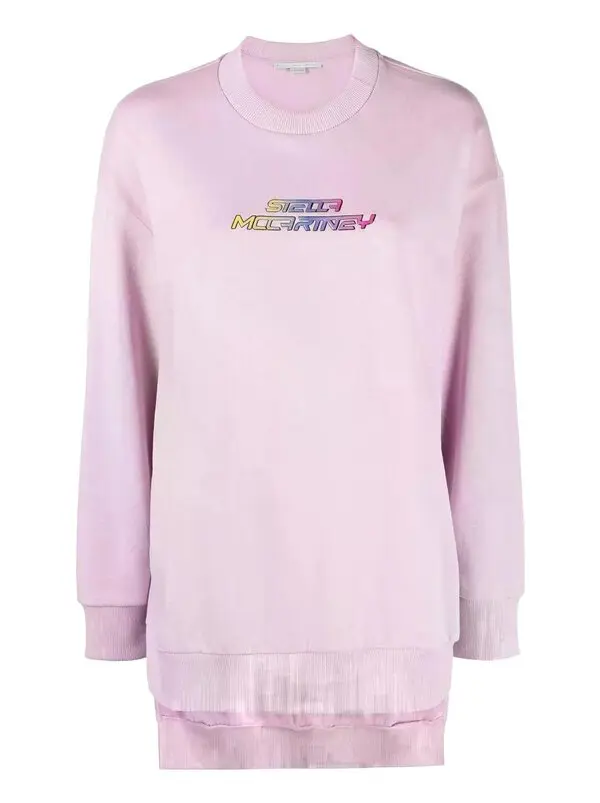Stella McCartney Logo Print Sweatshirt With Side Slits - Pink