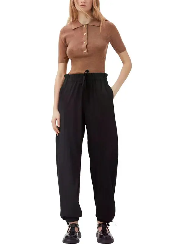 GANNI Drawstring-waist Trousers - Black
