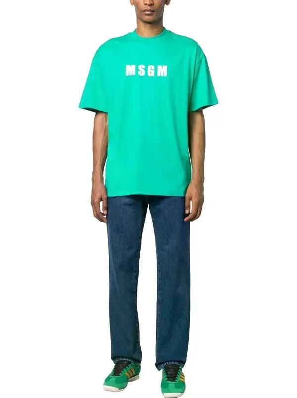 MSGM Logo-embroidered Straight-leg Jeans - Blue