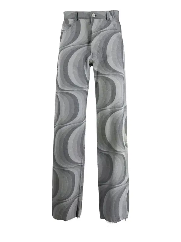 JORDANLUCA Geometric-pattern Faded Straight Leg Trousers - Blue
