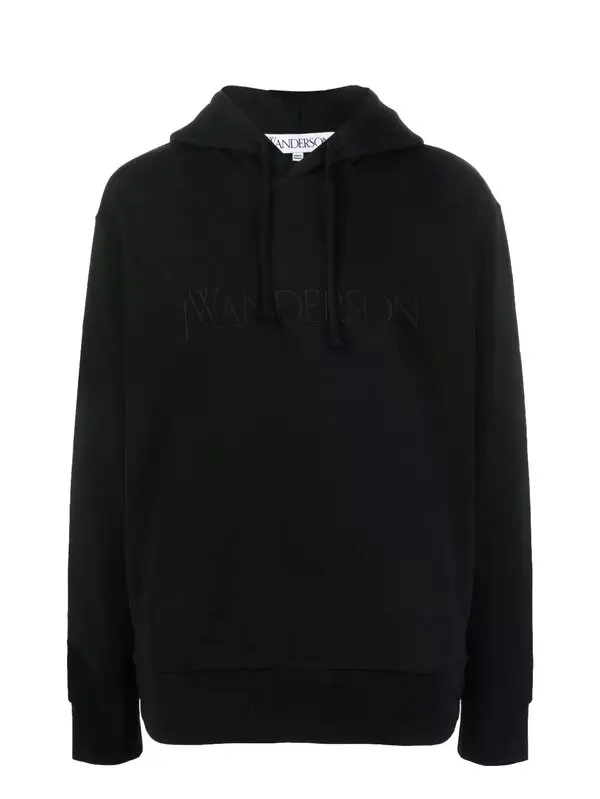 JW Anderson Logo-embroidered Cotton Hoodie - Black