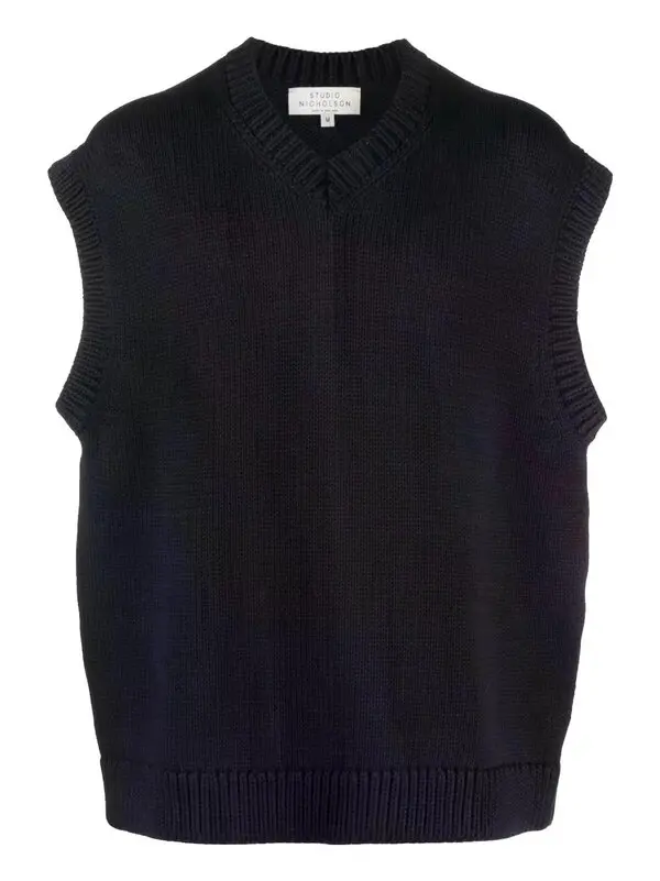 Studio Nicholson V-neck Knitted Vest - Blue