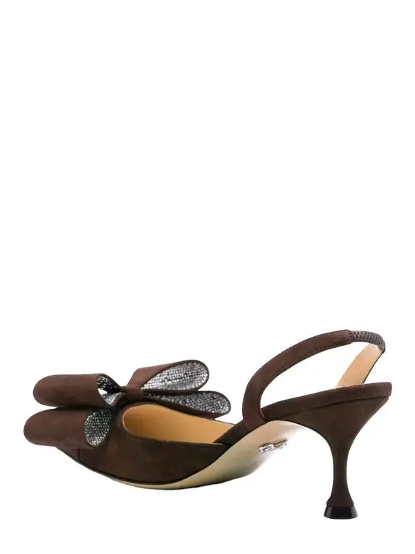 Mach & Mach 65mm Bow-embellished Calf Suede Slingback Pumps - Brown