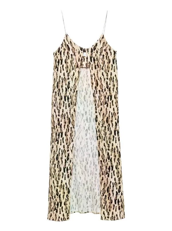 THE NINA STUDIO Animal Print Spaghetti Strap Top - Neutrals