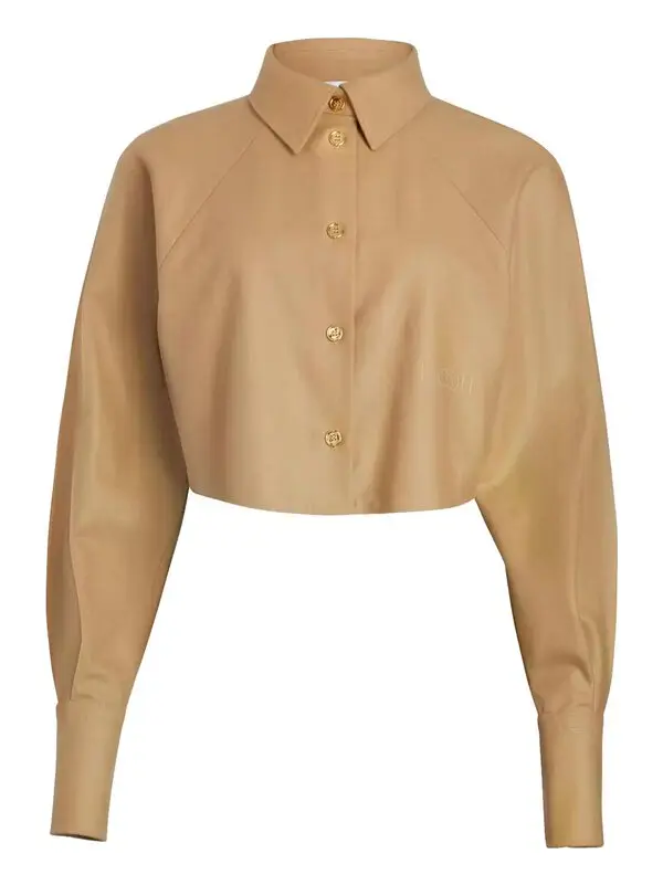PATOU Cropped Organic Cotton Shirt - Neutrals