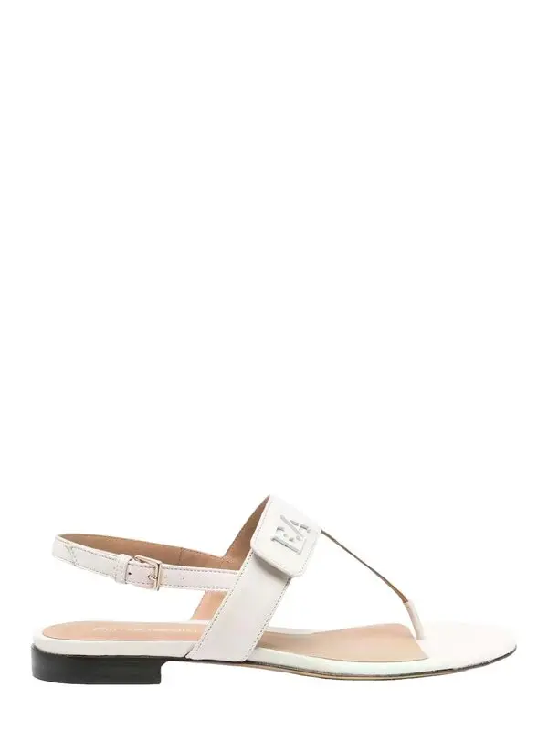 Emporio Armani Leather Logo Plaque Slingback Sandals - Neutrals