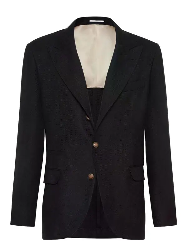 Brunello Cucinelli Peak-lapels Linen-blend Blazer - Black