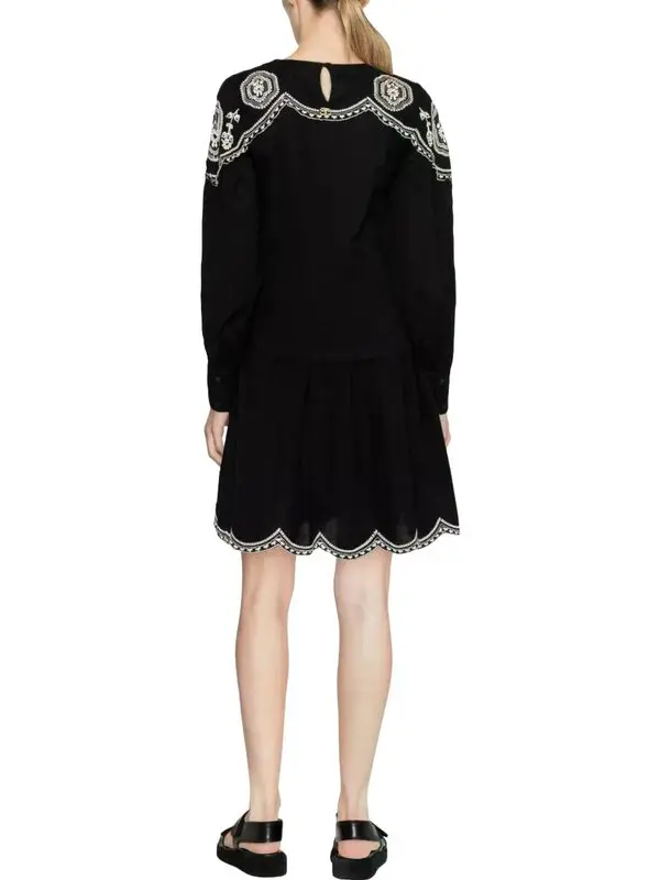 TWINSET Embroidered Long-sleeve Dress - Black